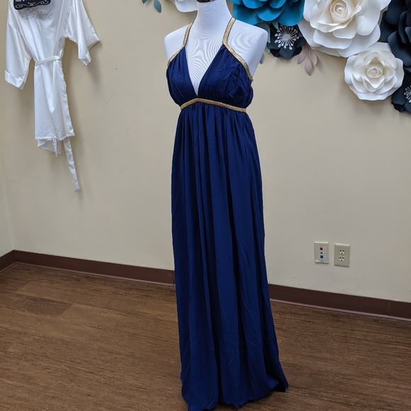 Dresses | Blue Greek Goddess Dress Gown Stretchy | Poshmark